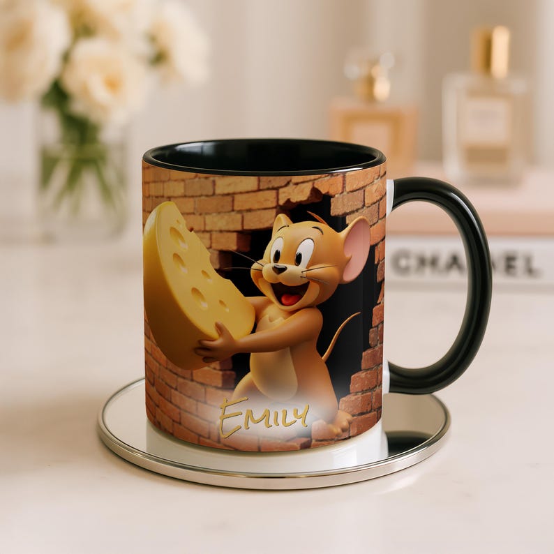 Jerry Mouse 3D Mug Personalized Name 11oz Accent Coffee Cup Cartoon Tom ...