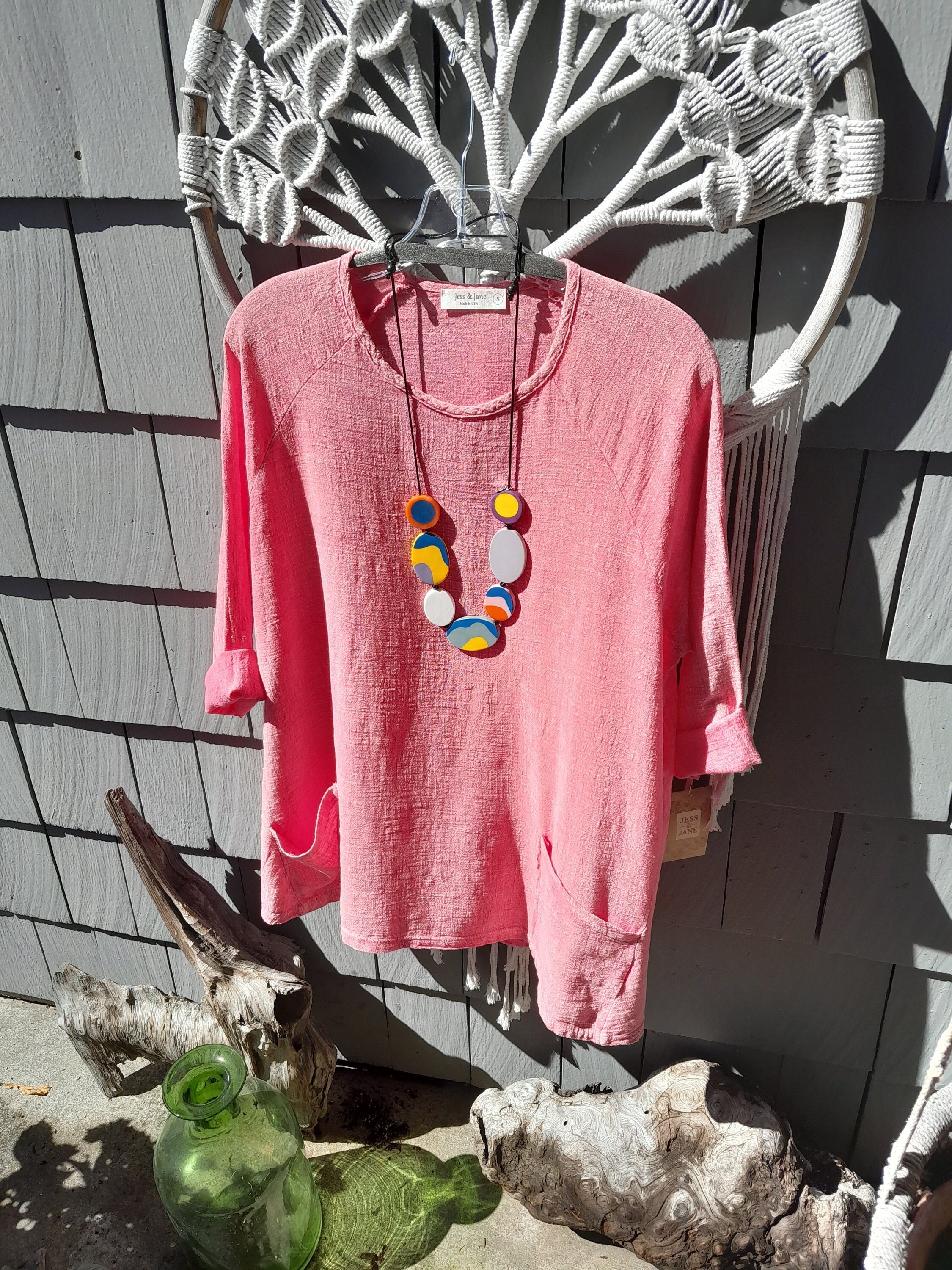 Peachy Jess and Jane Cotton Gauze! Summer Ladies Mineral Washed Top ...