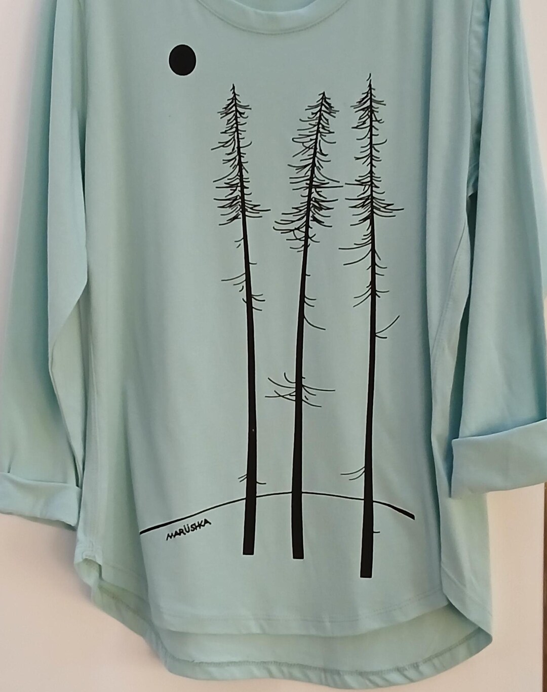 Mint Green Long Sleeve Tee | Hand Screened Tree Print, Marushka - Etsy