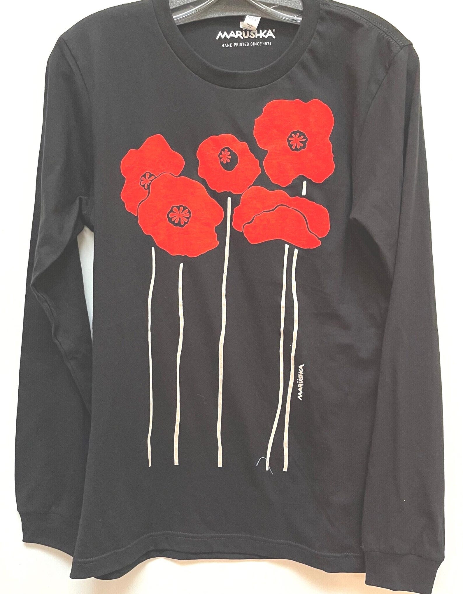Marushka Poppies Long Sleeve Tee | Hand-printed Cotton, USA Made - Etsy