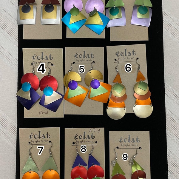 Colorful Enamel Earrings - Etsy