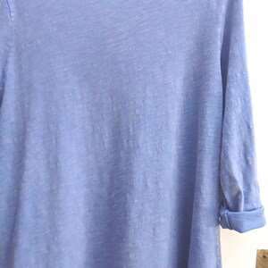 Napoli Periwinkle Tunic Cotton Linen Leaf Print Diagonal Seam ...