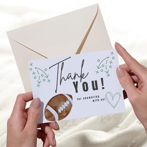 Green Football Baby Shower Thank You Card: Fully Editable Instant ...