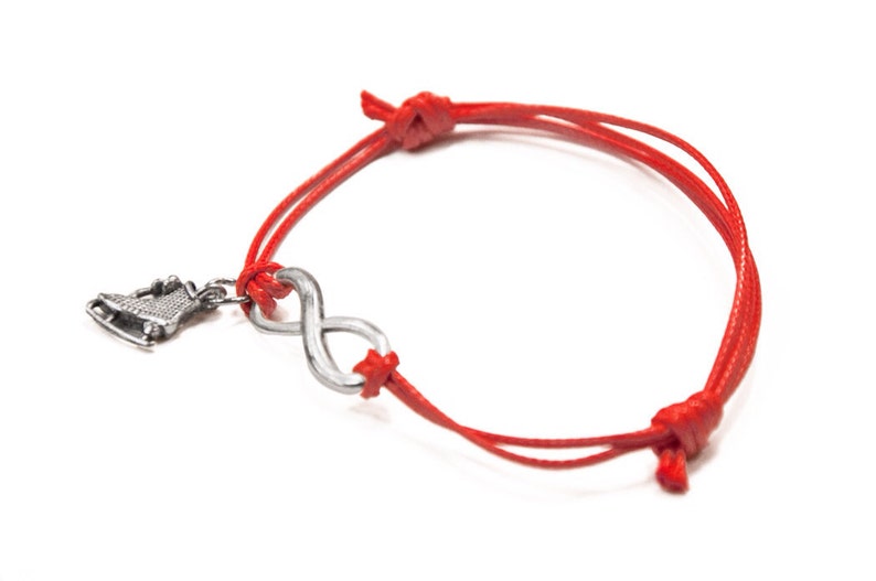 SKATING GIFT Infinity BRACELET Red Ice Skate Charm Infinity | Etsy