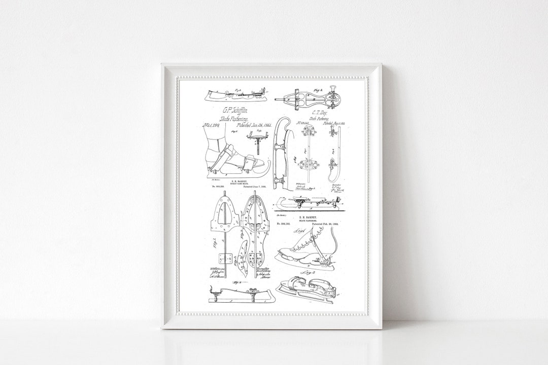FIGURE SKATING PRINT Black and White Mixed Skate Patent Print Ice ...