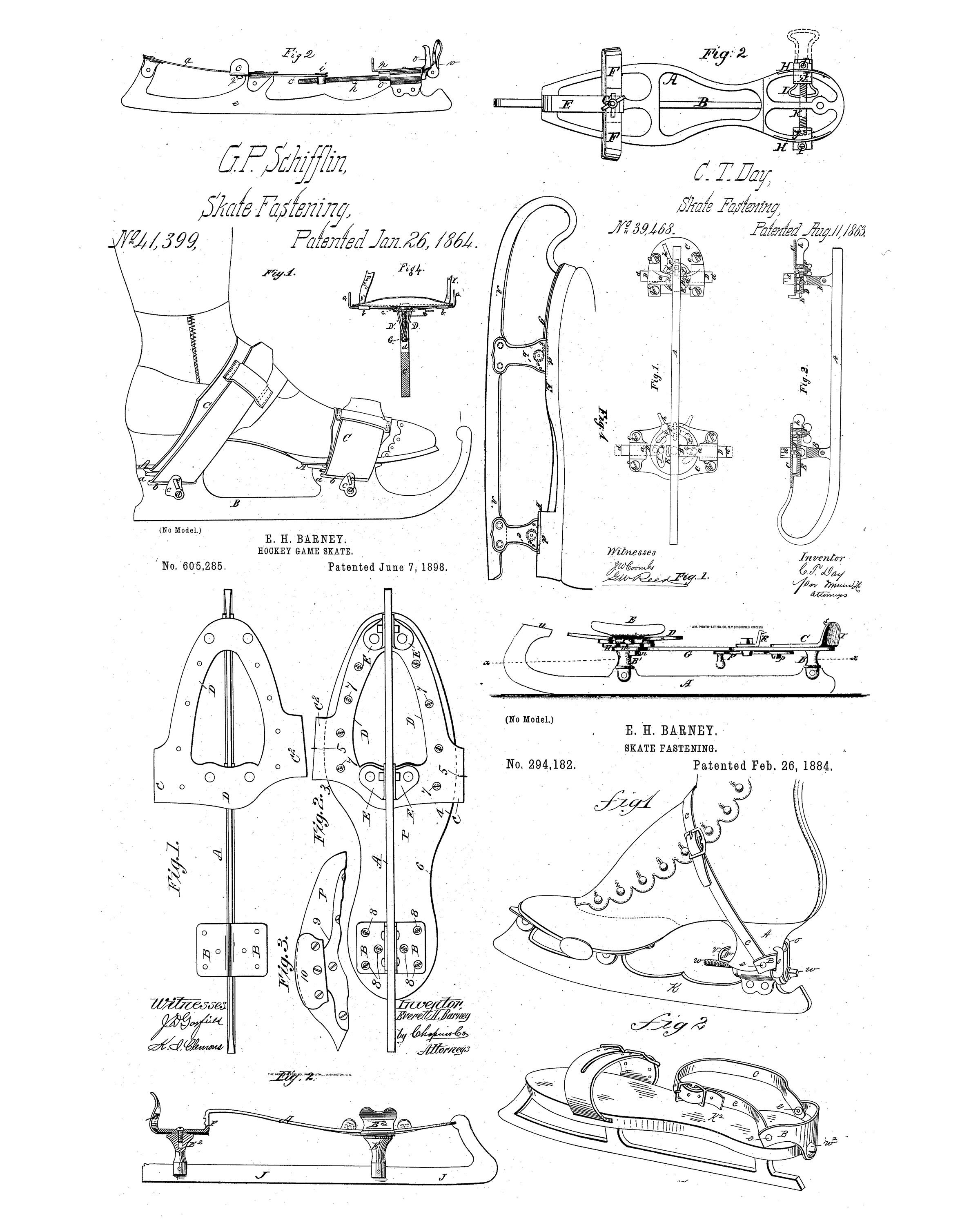 FIGURE SKATING PRINT Black and White Mixed Skate Patent Print Ice ...
