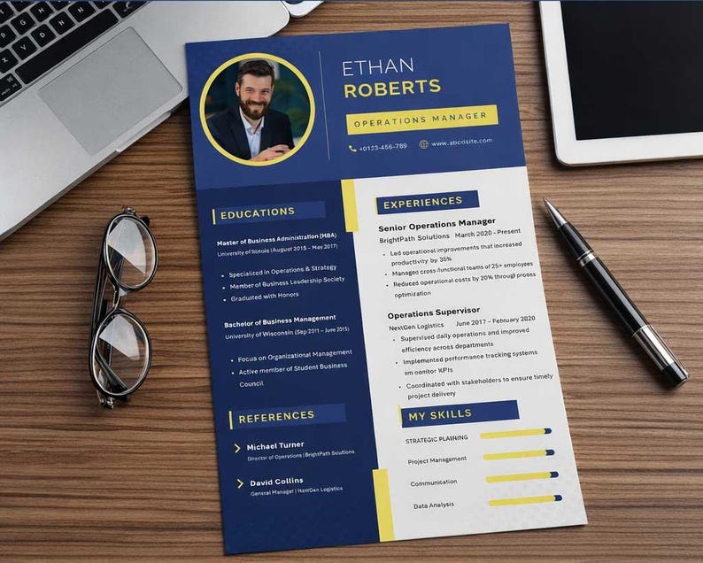 ATS Friendly Resume Template, Modern Professional CV, Editable Canva ...