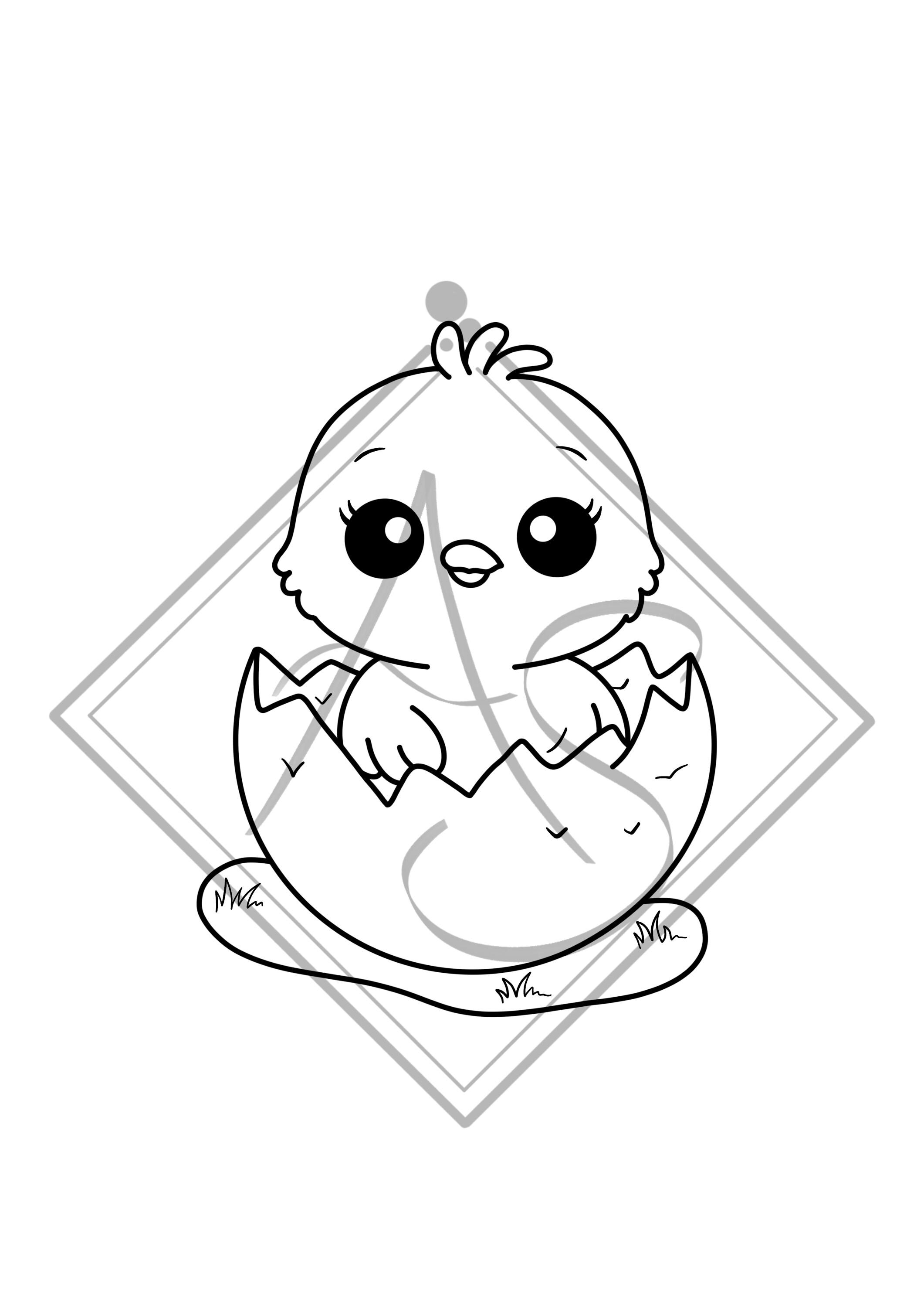 Cute Baby Chick Coloring Page / Printable PDF / Easy Kids Coloring ...