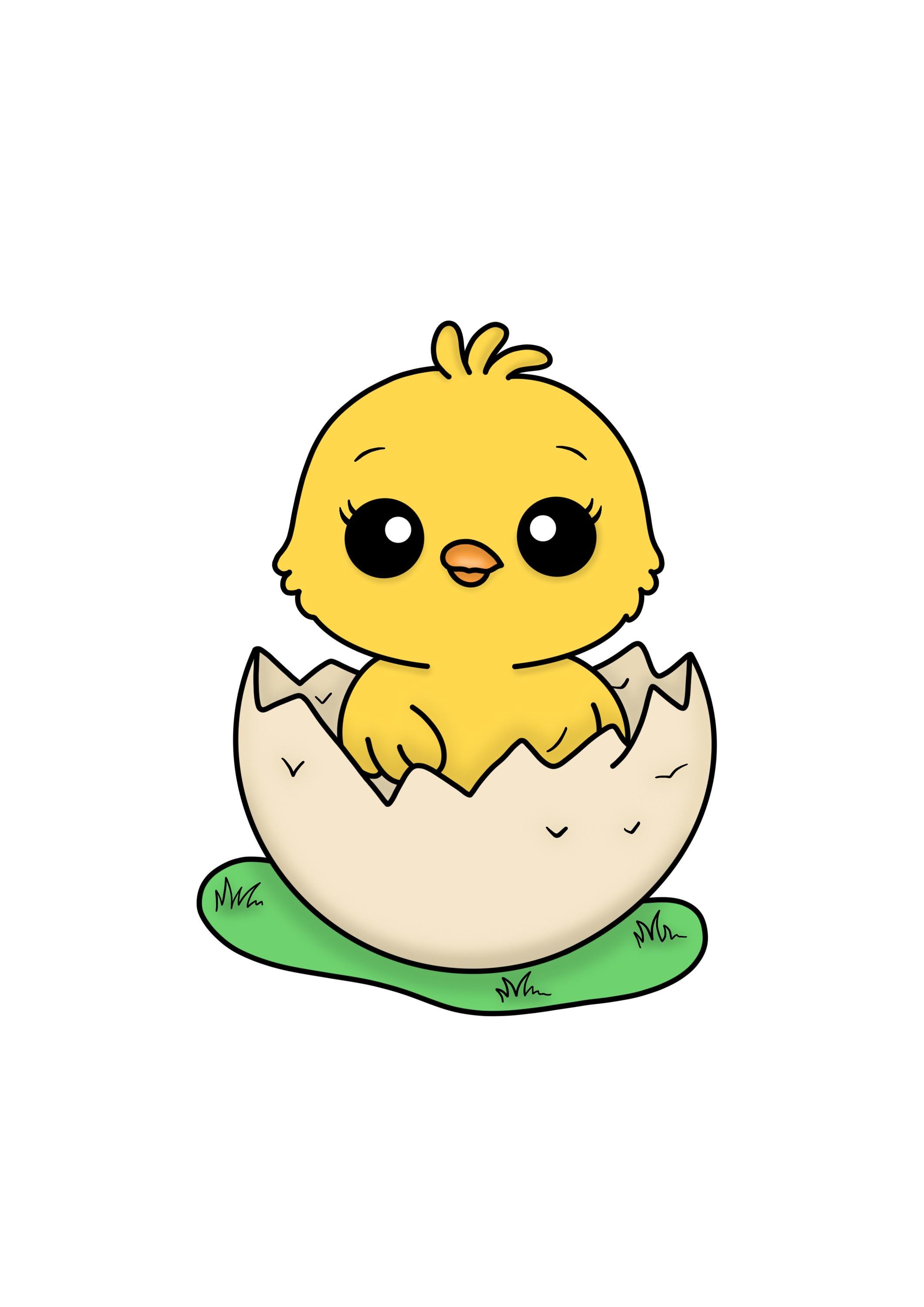 Cute Baby Chick Coloring Page / Printable PDF / Easy Kids Coloring ...