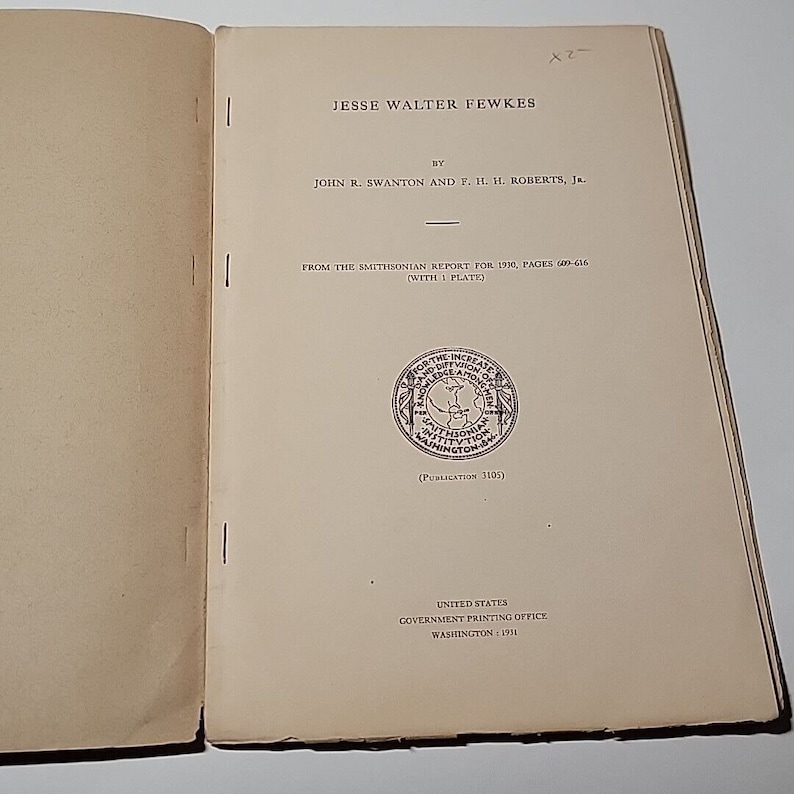 Jesse Walter Fewkes by John Swanton FHH Roberts Jr 1930 Smithsonian ...