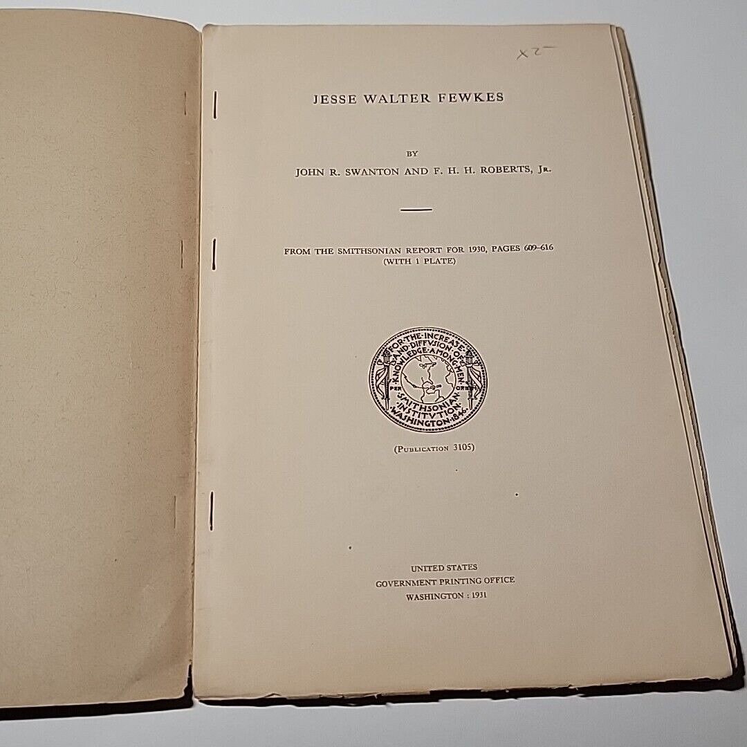 Jesse Walter Fewkes by John Swanton FHH Roberts Jr 1930 Smithsonian ...