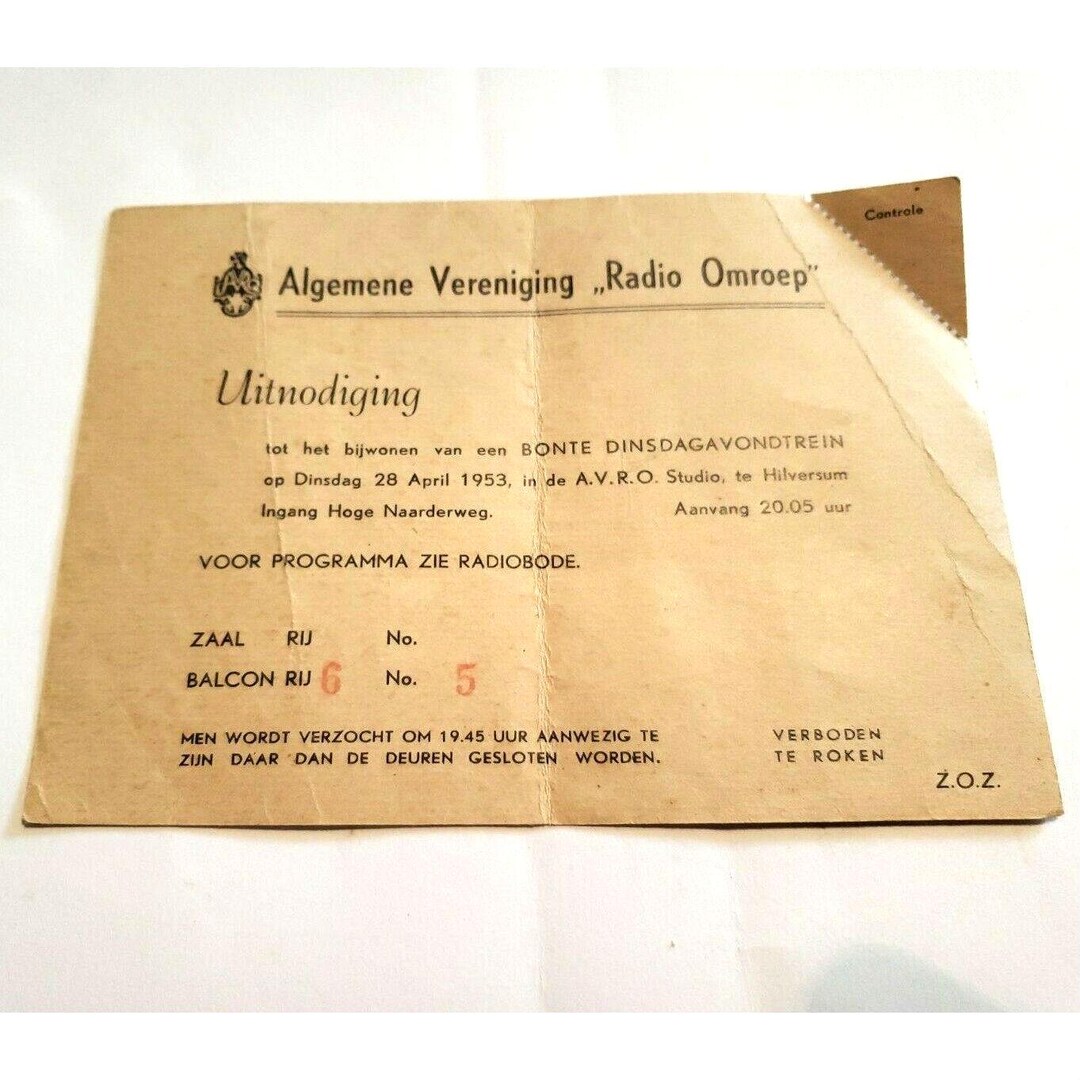 1953 Dutch General Association Radio Broadcasters Invitation ...