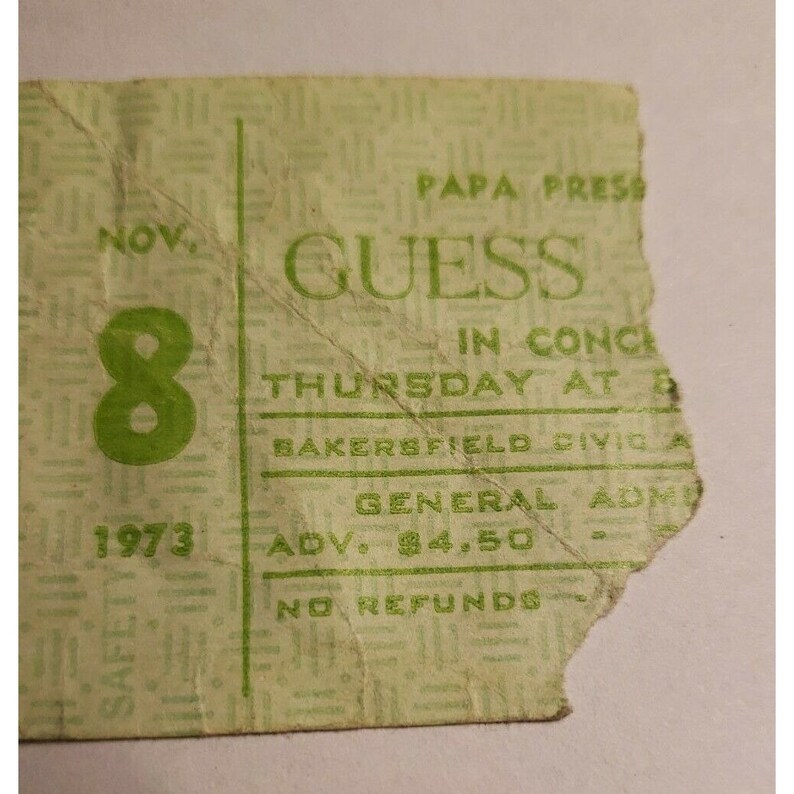 The Guess Who 1973 Ticket Stub November 8 Bakersfield Civic - Etsy