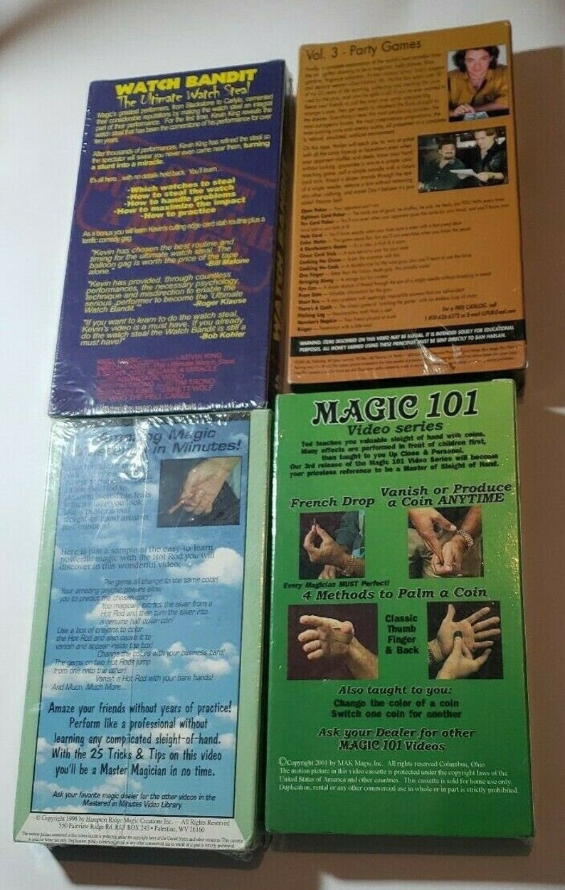 Magic Trick VHS Video Tapes Lot of 4 New Sealed Magician Coin Hot Rod ...