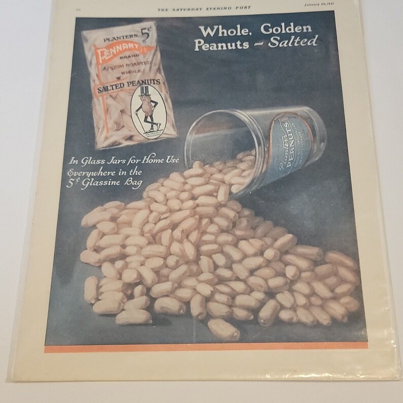 Planters Pennant Peanuts Print Ads Mr Peanut 1921 Literary Digest ...