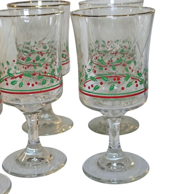 Vintage Libbey Glass Arby's Holly Berry Wine Glasses Goblet X7 ...