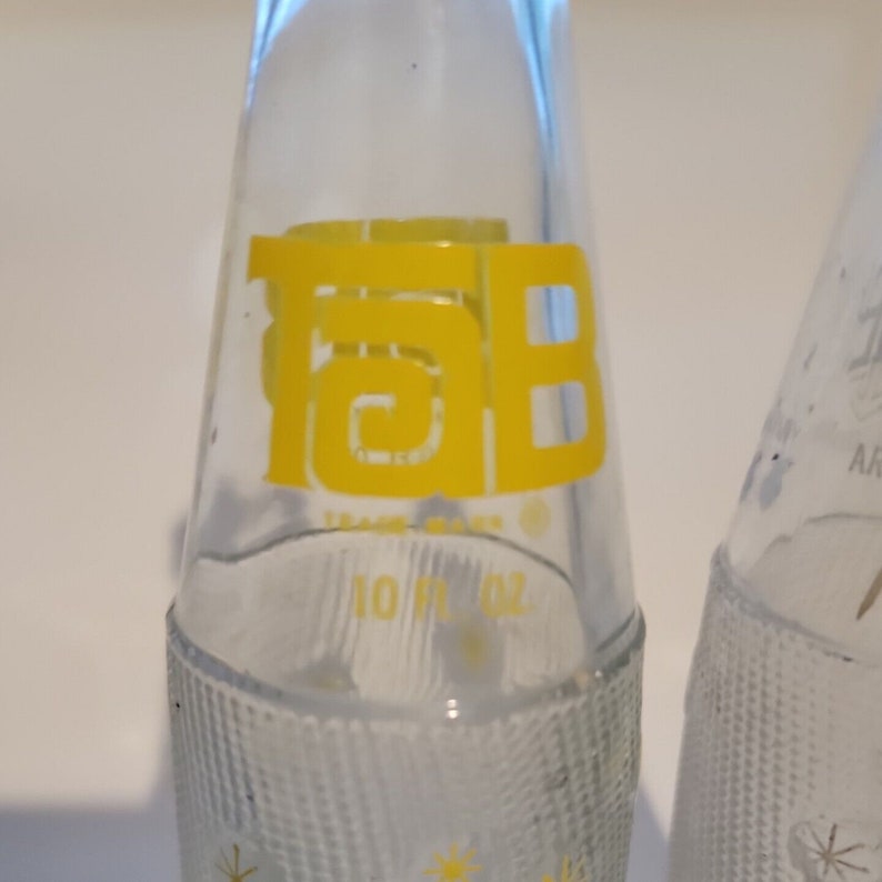 Vintage Tab Glass Soda Bottles Atomic Starburst Stars Yellow - Etsy