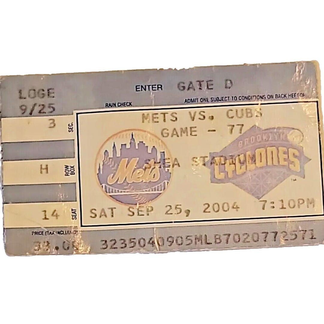 New York Mets Vs Chicago Cubs September 25 2004 Ticket Stub NY MLB ...