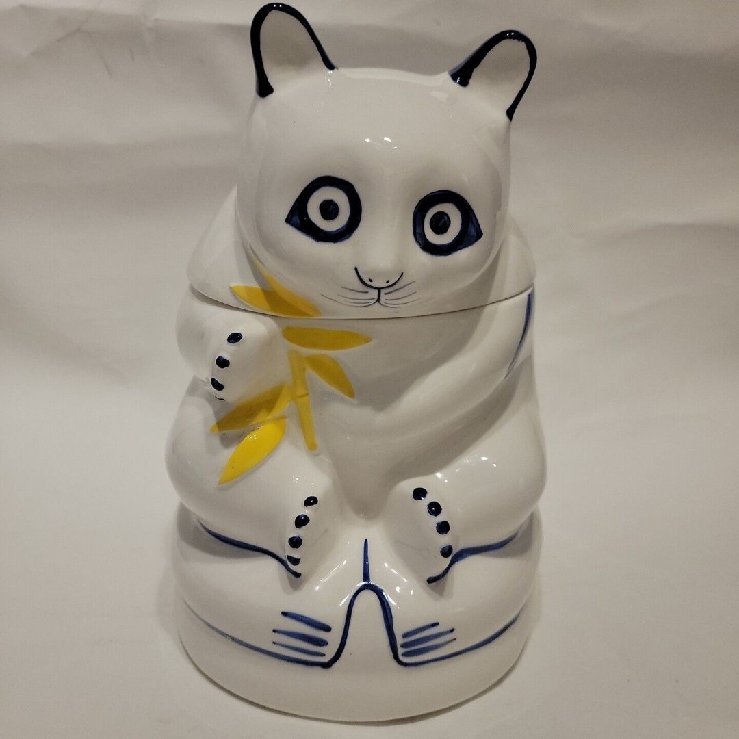 Vintage Pandemonium Nancy Lopez Cookie Jar White Blue Panda Bear 1982 ...
