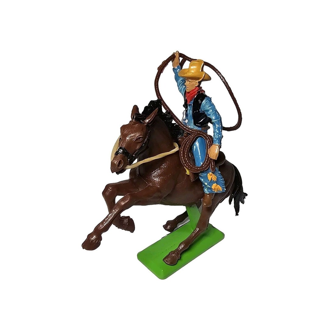 Britains Deetail Toy Soldier Mounted Cowboy Horse Lasso Vintage 1971 ...