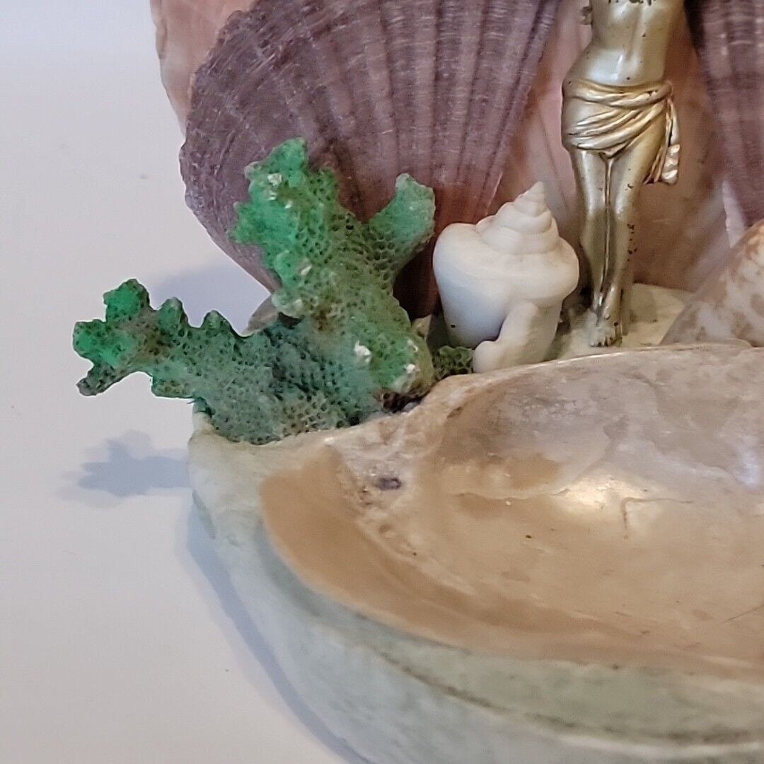 Vintage Jesus Crucifix Sea Shell Beach Souvenir Holy Water Font ...