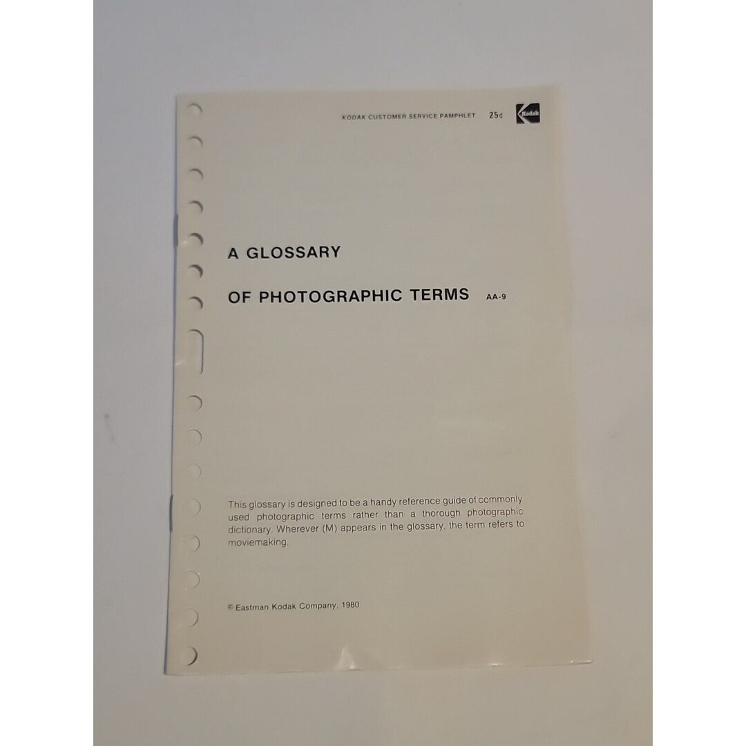 Vintage Kodak Glossary of Photographic Terms 1980 Photography Pamphlets ...