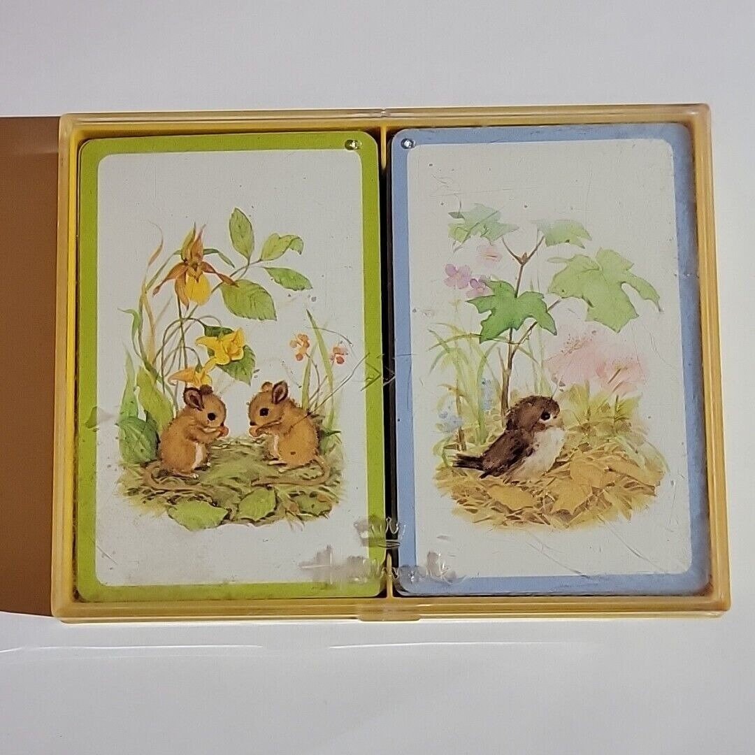 Vintage Hallmark Bridge Playing Cards Forest Images Double Deck Plastic ...