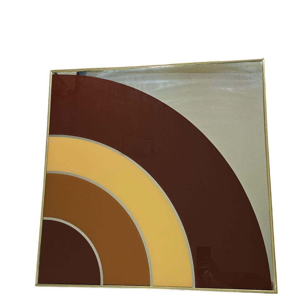 Vintage Mid Century Modern Wall Mirror MCM Atomic Brown Rainbow Arch ...