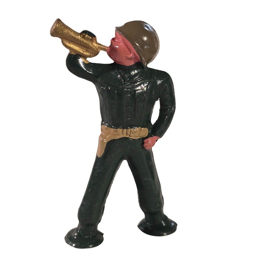 B236 Barclay Podfoot Toy Soldier Bugler Gold Bugle Green Antique ...
