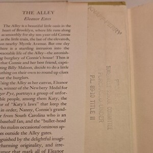 The Alley by Eleanor Estes First Edition Vintage 1964 Hardcover ...