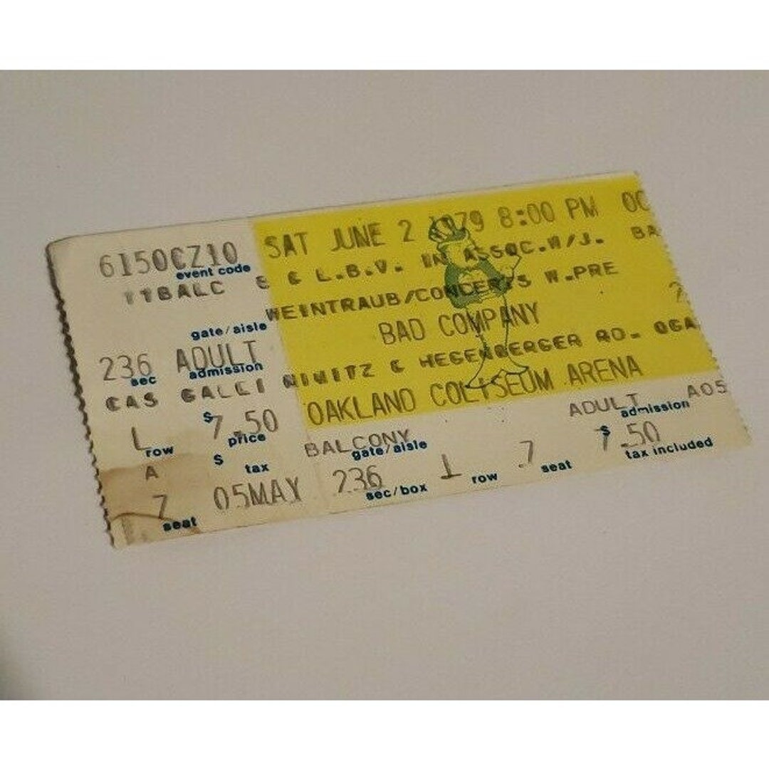 Bad Company Concert Ticket Stub Oakland Coliseum Arena June 2 1979 ...