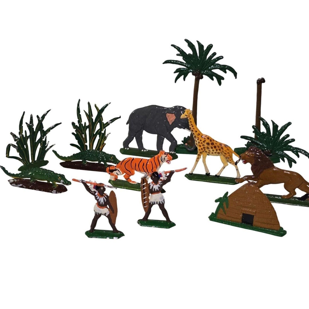 Grendon Valley Toys Heinrichsen Flat Lead Toys Africa Elephant Tiger ...
