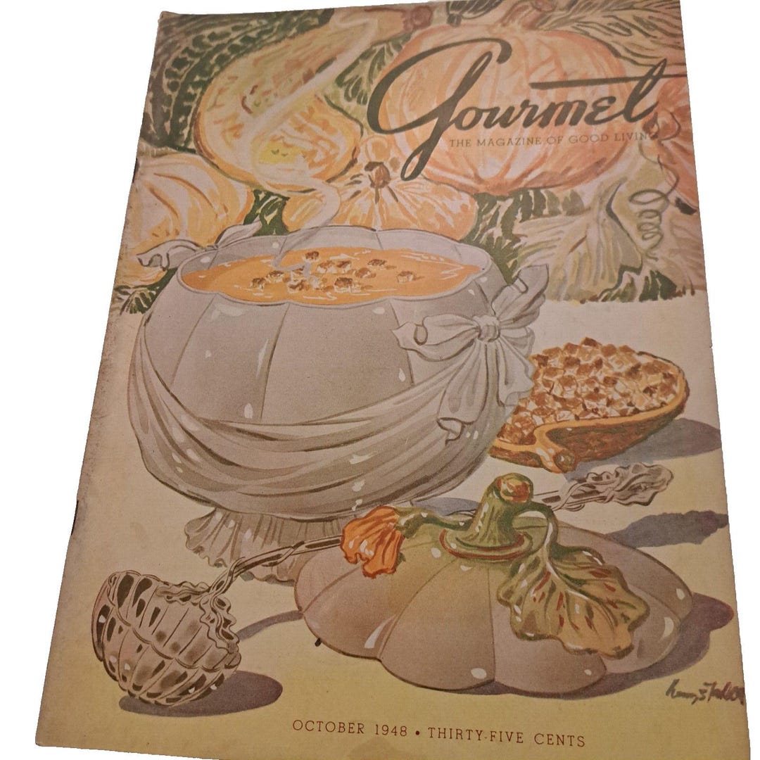 Vintage Gourmet Magazine October 1948 Food Cooking Epicurean 1940s Post ...