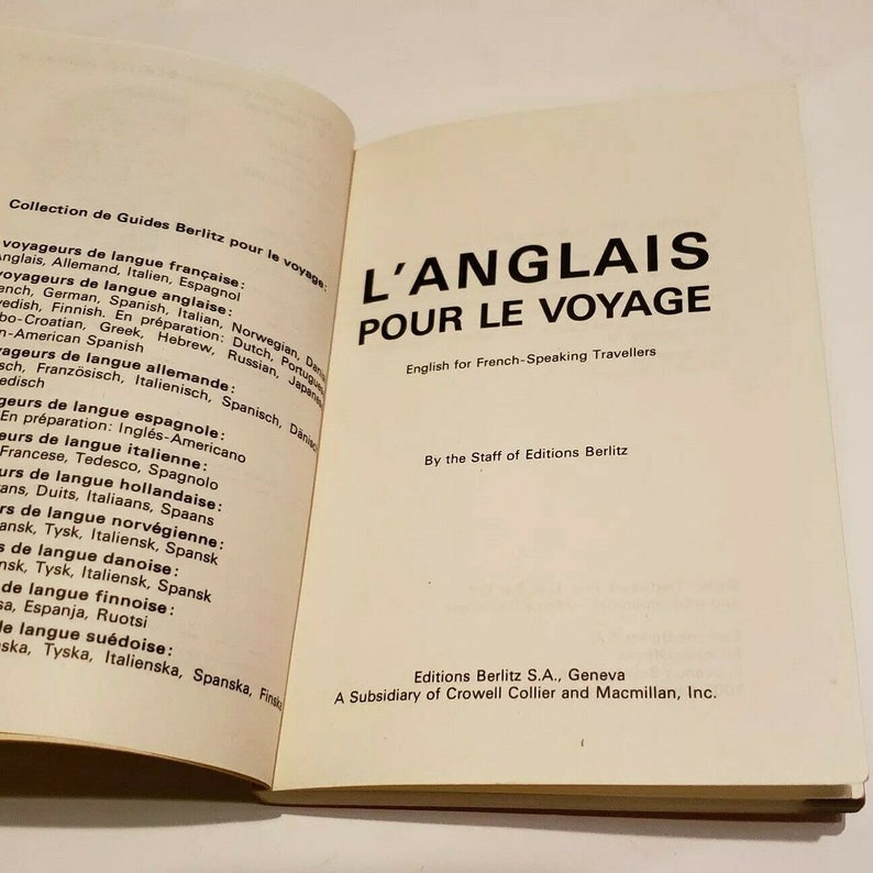 Vintage Berlitz L'anglais Pour Le Voyage French English 1971 1970s - Etsy