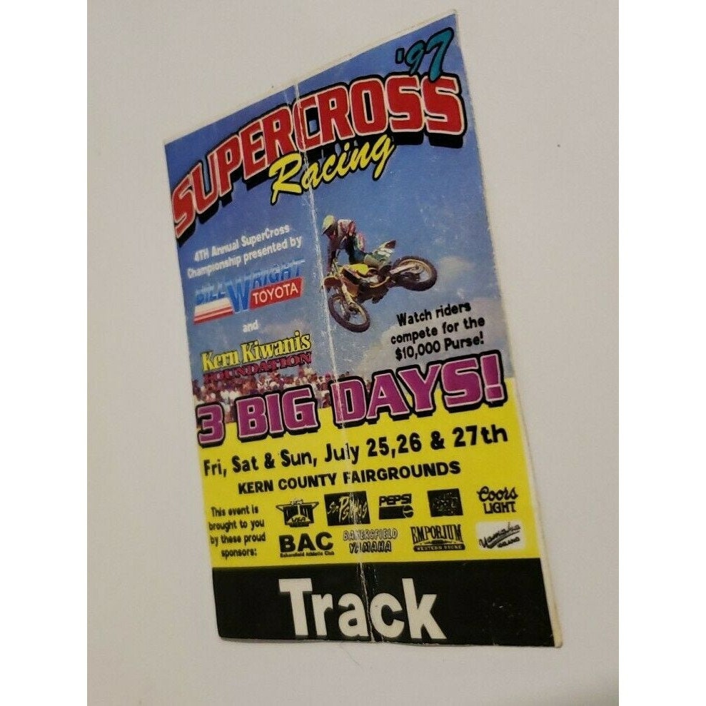 1997 Supercross Racing Ticket Stub Motorcycle July 25 26 27 Kern County ...