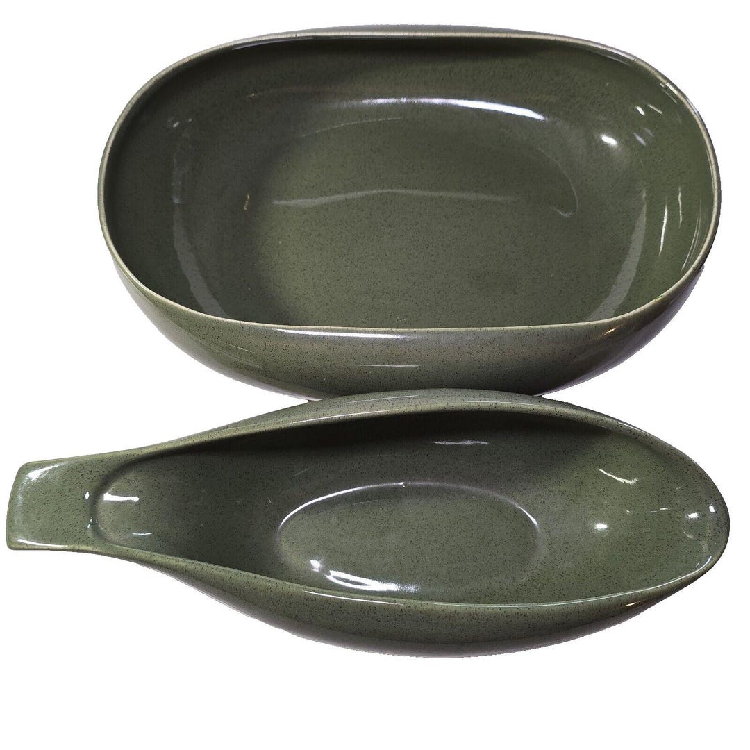 Russel Wright Steubenville Modern Cedar Green Oval Vegetable Bowl Gravy ...