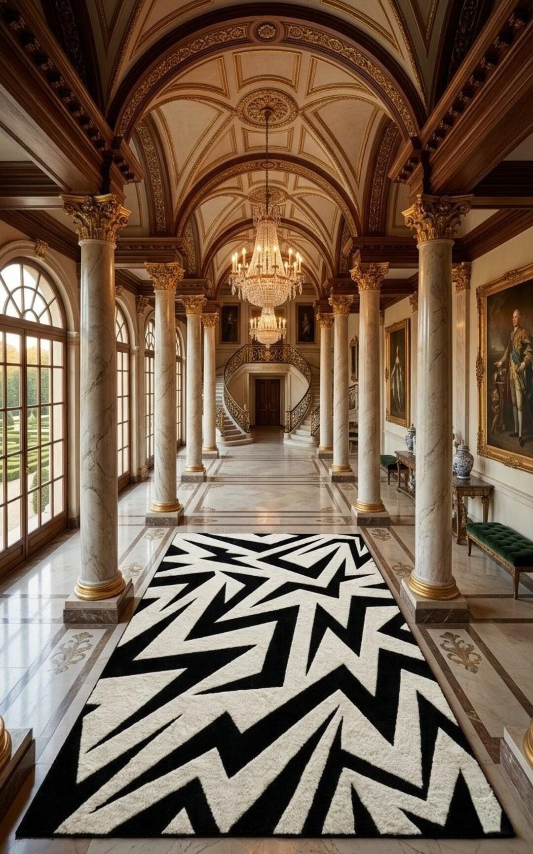 Modern Black White Geometric Tufted Rug, Abstract Pattern Area Rug ...