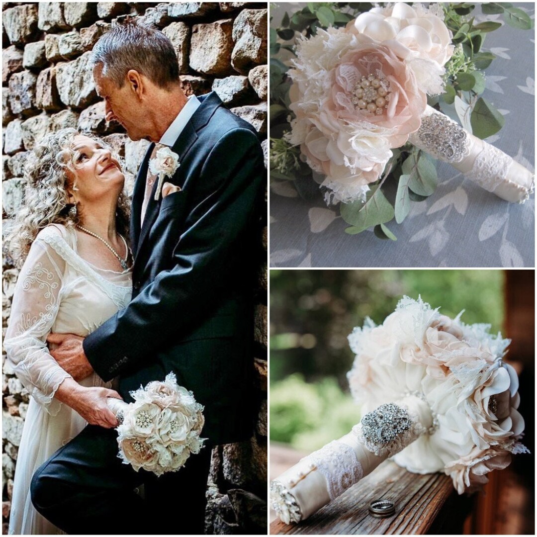 Wedding Bouquet Vintage Inspired Flower Brooch Bouquet Ivory and ...
