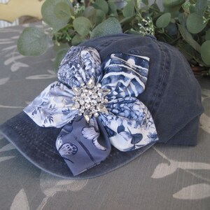Blue Trucker Cap: Rhinestone Petal Flower Baseball Hat - Etsy