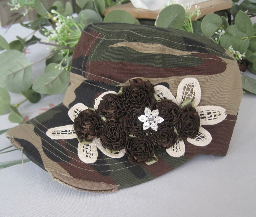 Cadet Hat Military Camouflage Distressed Cadet Military Hat With Brown ...