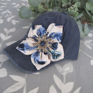 Blue Trucker Hat: Rhinestone Flower Baseball Cap - Etsy