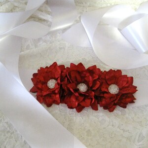 Red Flower Sash With White Three Inch Wide Satin Ribbon - Etsy