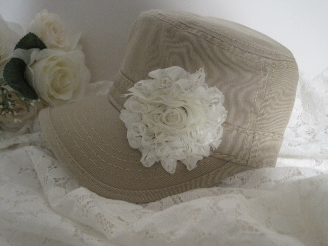 Cadet Hat Khaki Military Hat Shabby Flower Cadet Baseball Hat Dad ...