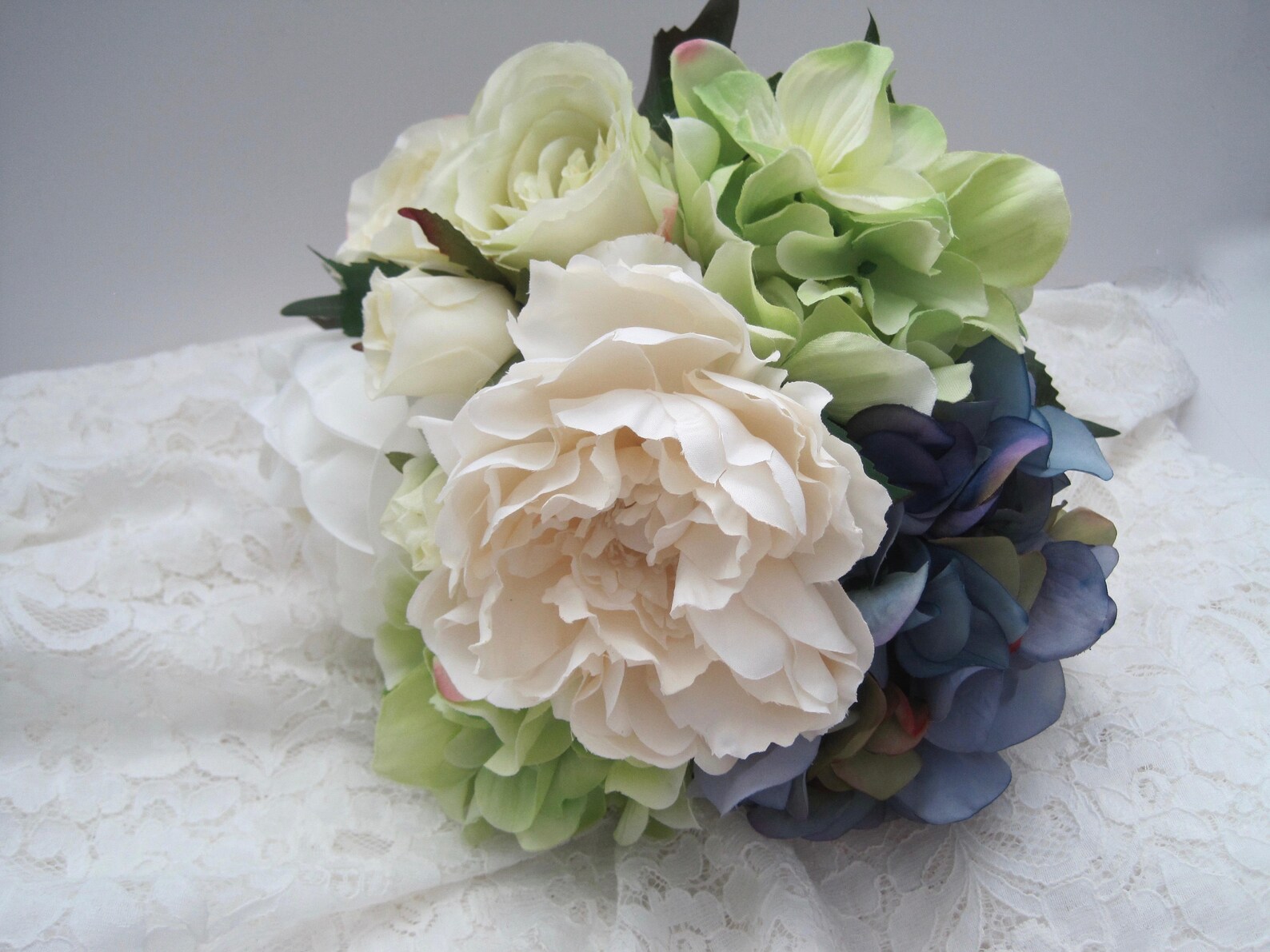 Mixed Bridal Bouquet with Hydrangea Peonies and Roses French | Etsy