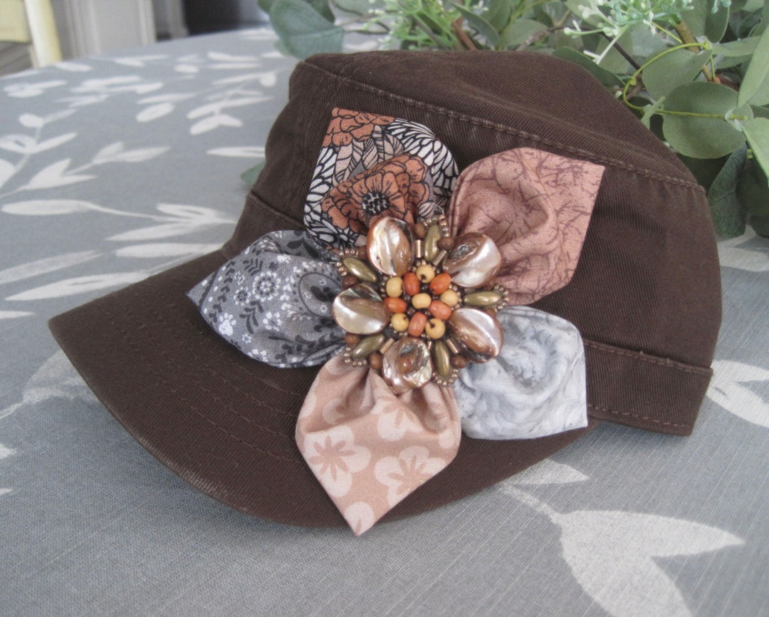 Cadet Hat Brown Military Cap Baseball Caps Trucker Hats Petal Flower ...