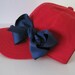 Youth Toddler Red Baseball Cap With Beautiful Navy Blue Grosgrain Bow ...