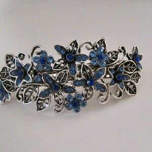 Hair Clip French Barrett Spring Back Blue Rhinestone Hair Clip Royal ...
