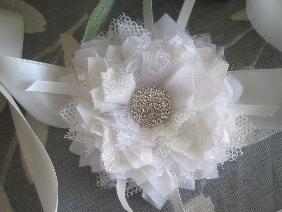Brooch Pin Sash First Communion Flower Shabby Flower Brooch White ...