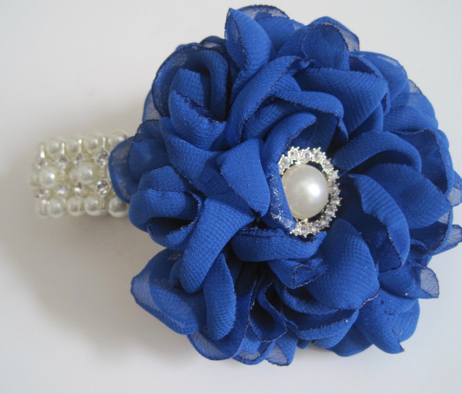 Royal Blue Chiffon Flower Bracelet Wrist Corsage or Designed - Etsy