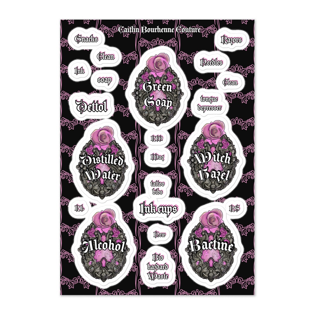 Ornate Tattoo Label Sticker Sheet - Etsy